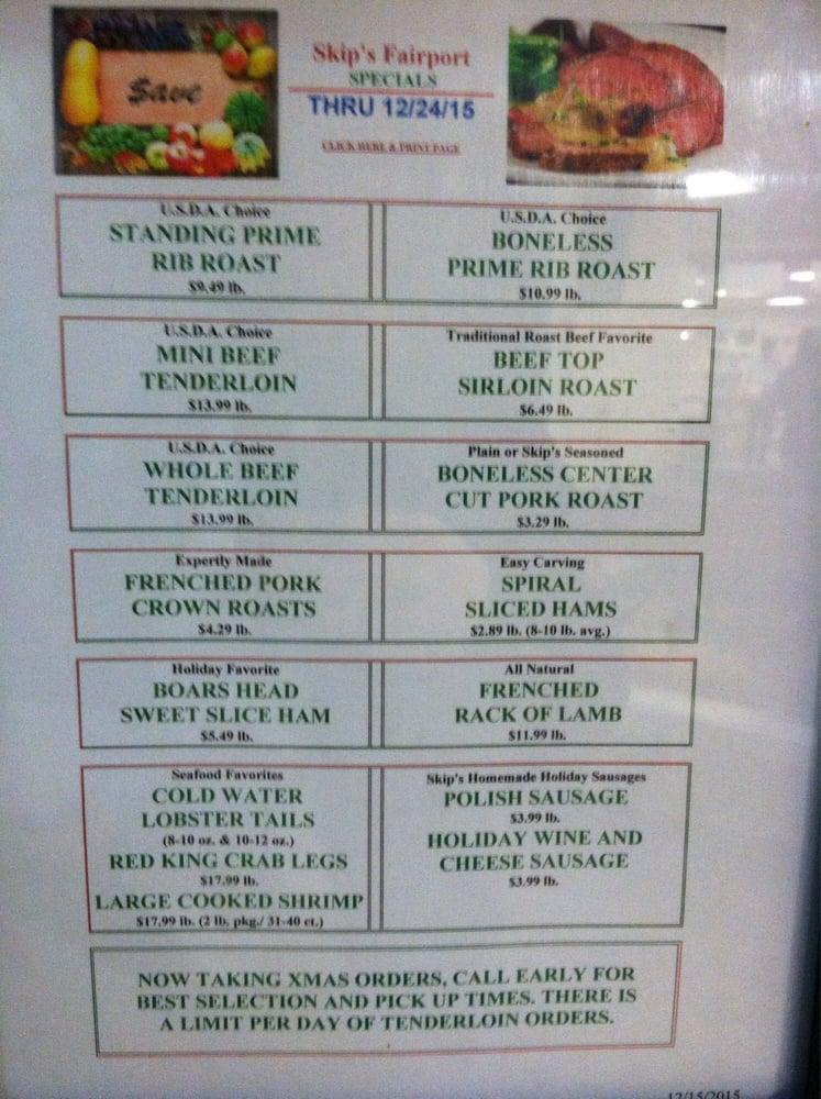 Menu at Skips Meat Market, Fairport