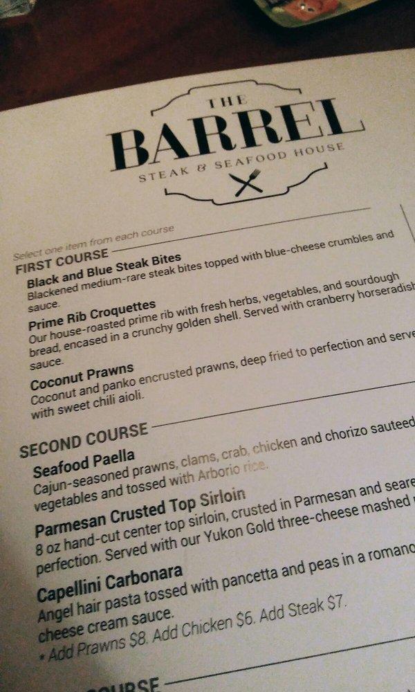 Menu at The Barrel Steak & Seafood House, Spokane