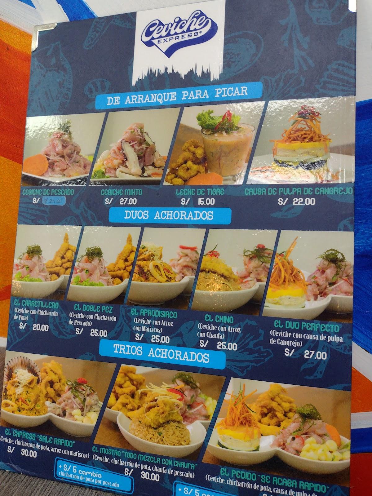 Carta del restaurante Ceviche Express, Lima