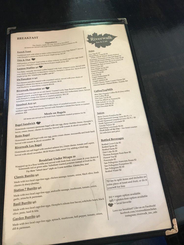 Menu at Riverwalk Inn & Cafe, Chelan