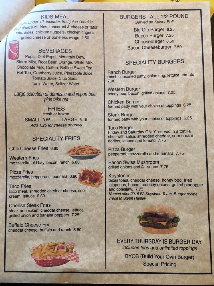 Menu at Beech Creek Hotel pub & bar, Beech Creek