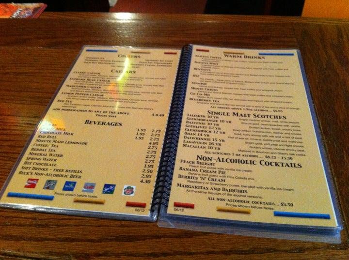 Menu at Bentley's Bar Inn & Restaurant, Stratford