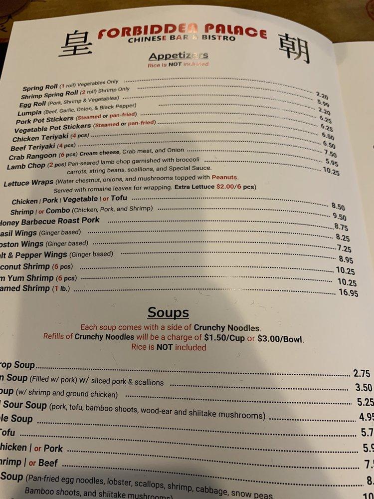Menu at Forbidden Palace Chinese Bar & Bistro, Virginia Beach, Virginia ...