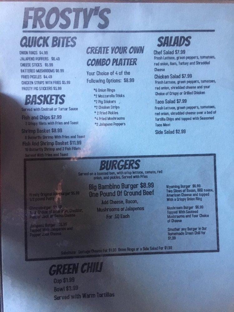 Menu at Frosty's Bar and Grill, Casper, 520 S Center St