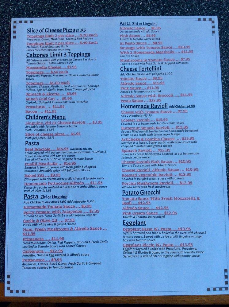 Menu at Linguine's Italian Eatery restaurant, Marlborough