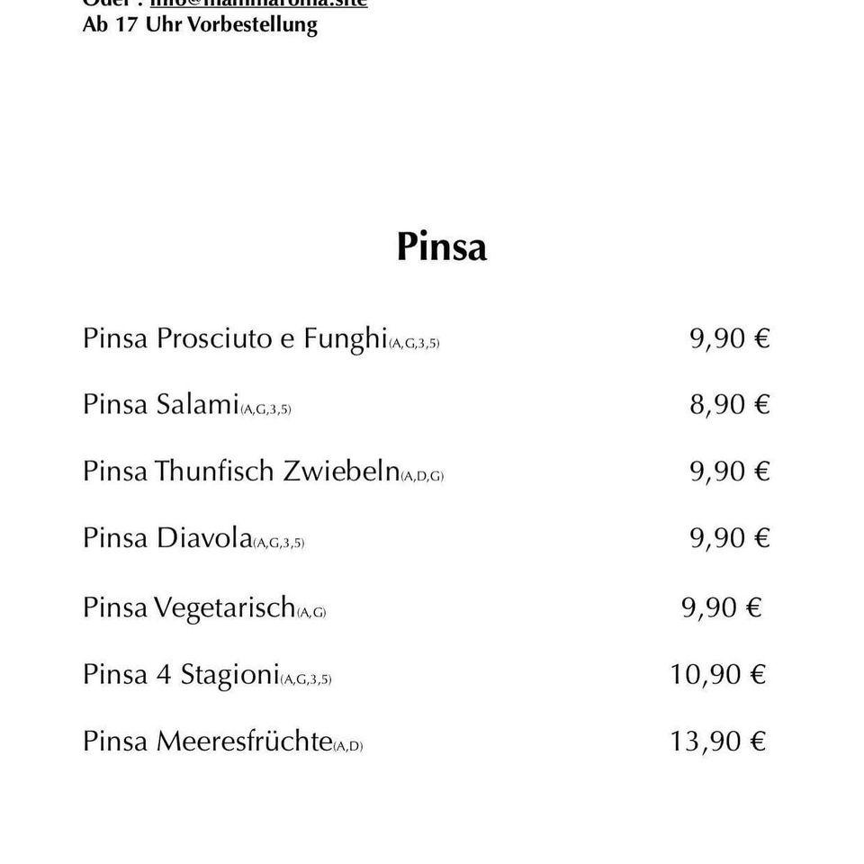 Speisekarte von Restaurant Mamma Roma, Waiblingen