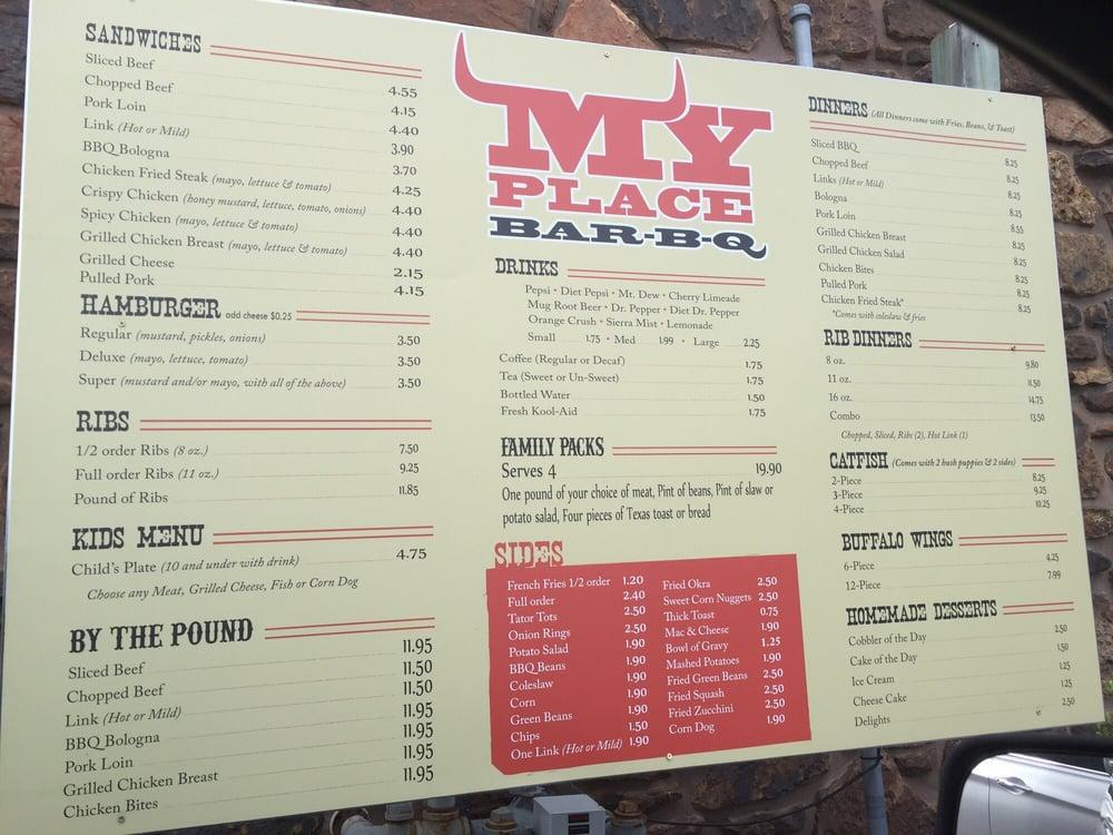 Menu at MyPlace Bar-B-Q, Muskogee