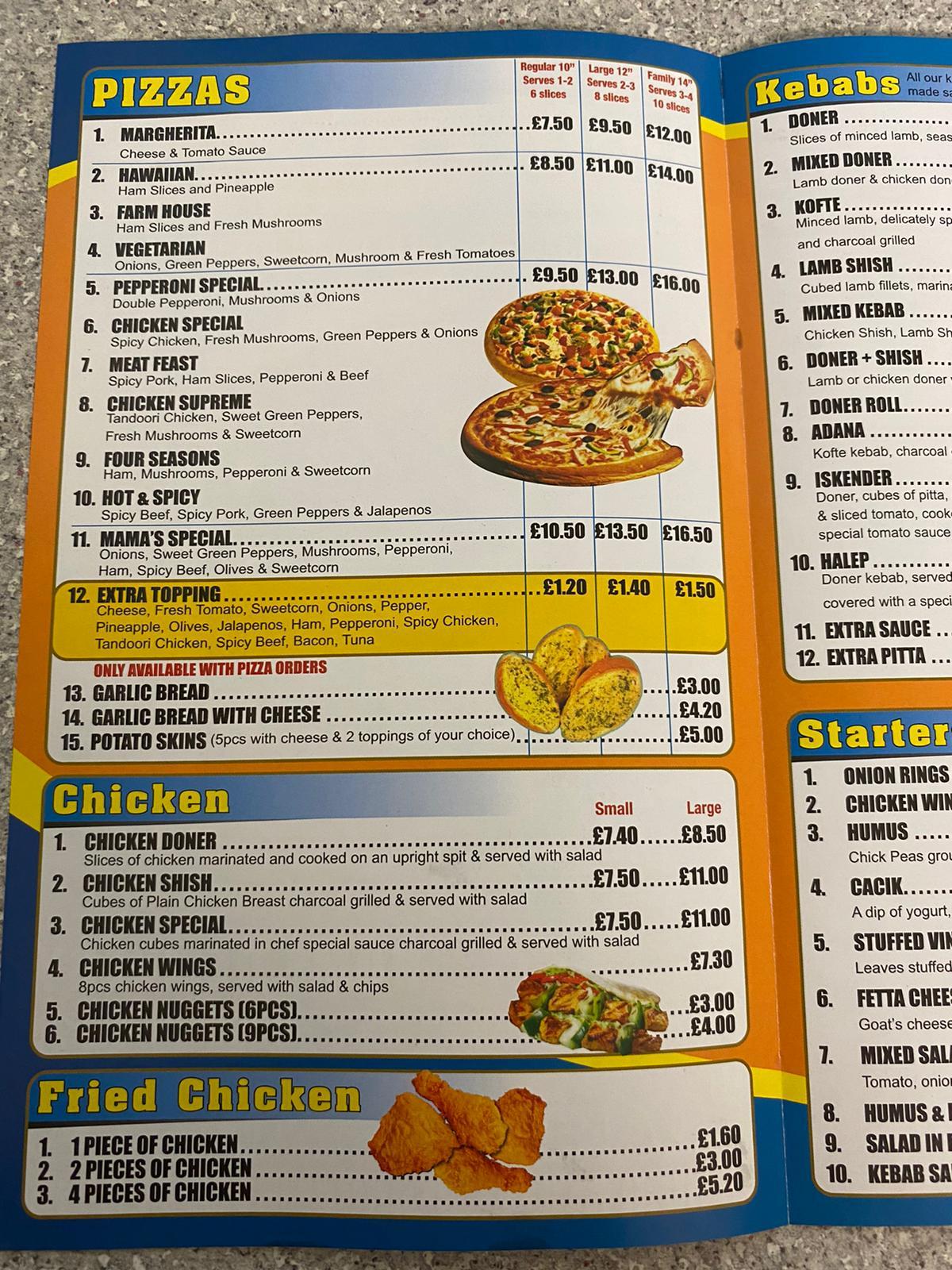Menu at New Crystal Kebab fast food, Berkhamsted