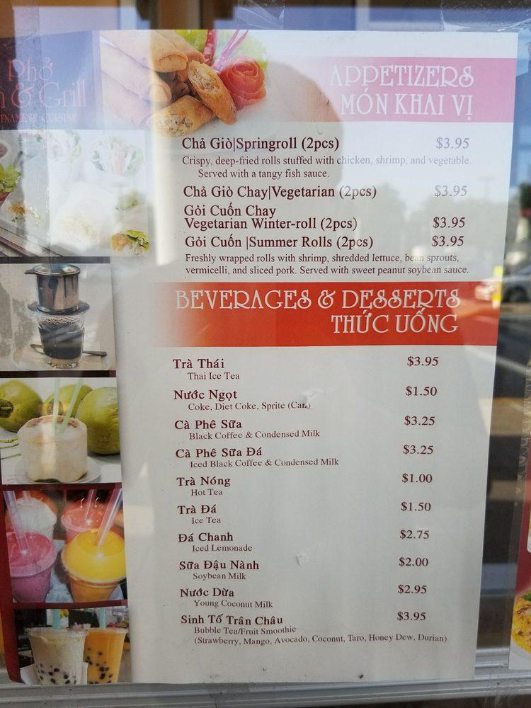 Menu at Pho An & Grill restaurant, Aspen Hill