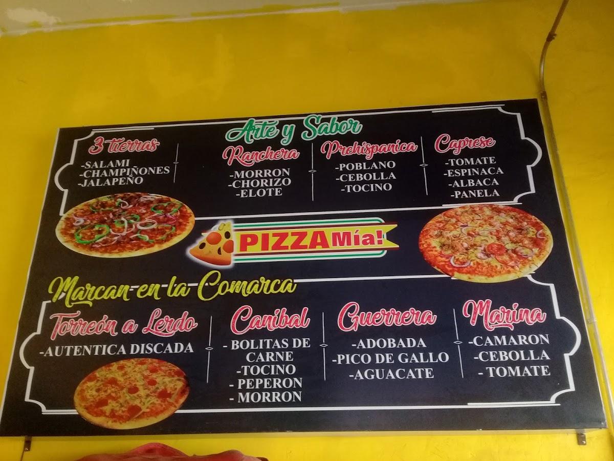 Menu at Pizza Mía restaurant, Torreón, Av. Juarez 933