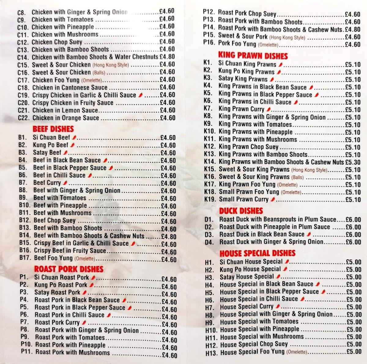 Menu at Station Supper fast food, Brough