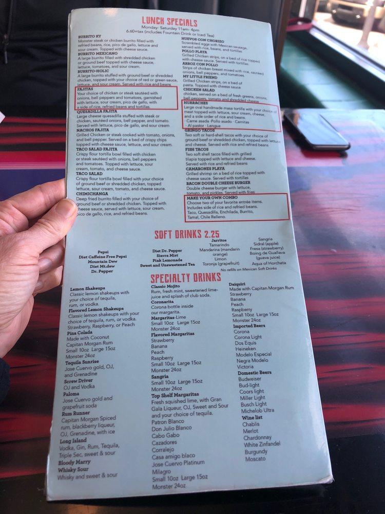 Menu at Tacoholics Kitchen restaurant, Henderson, 122 1st St