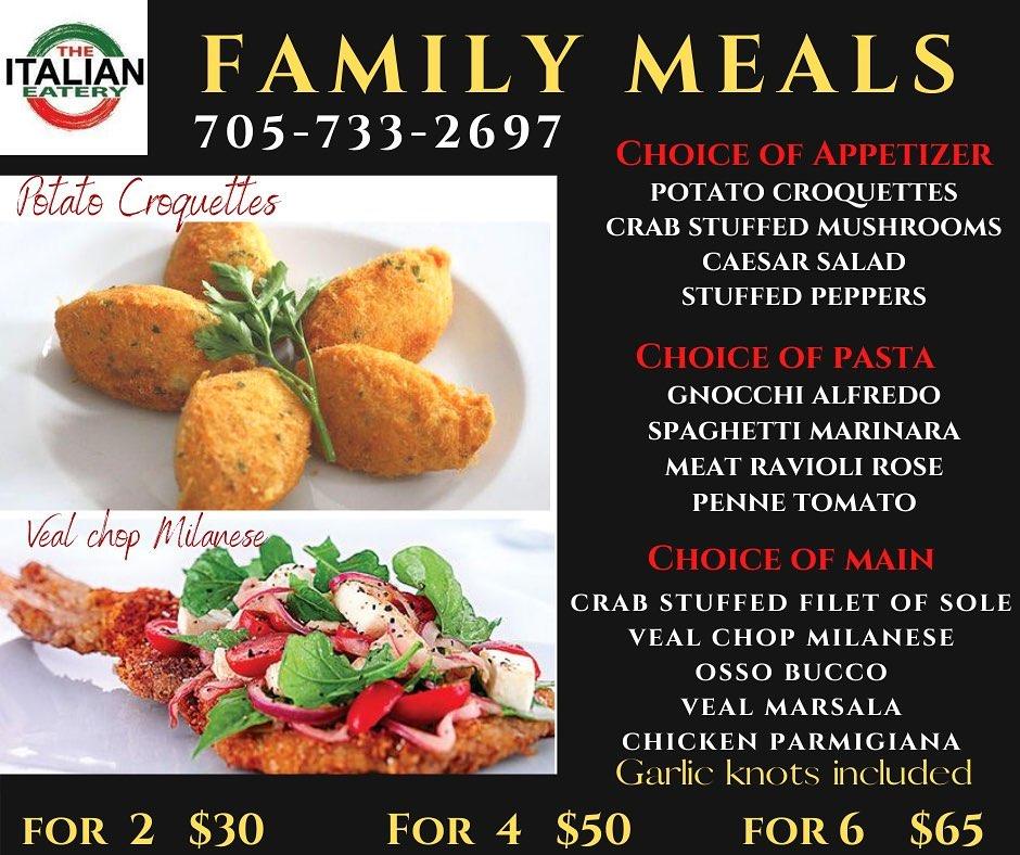 Menu at The Italian Eatery restaurant, Barrie