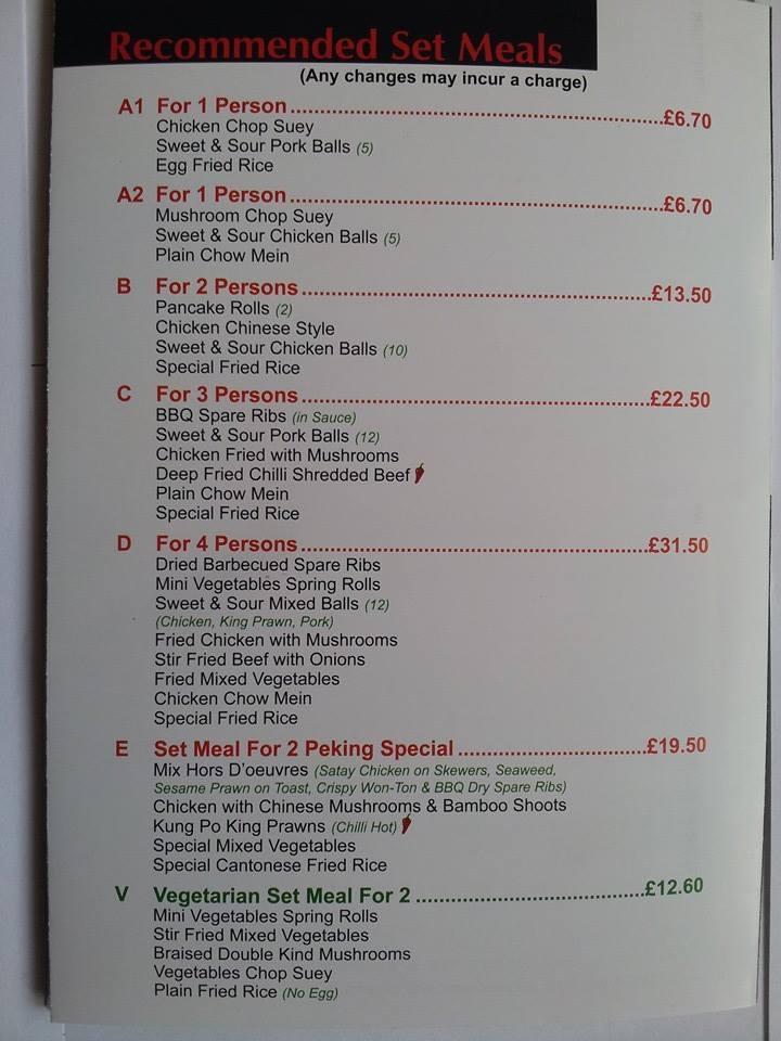 Menu at The Romford Dragon fast food, Romford