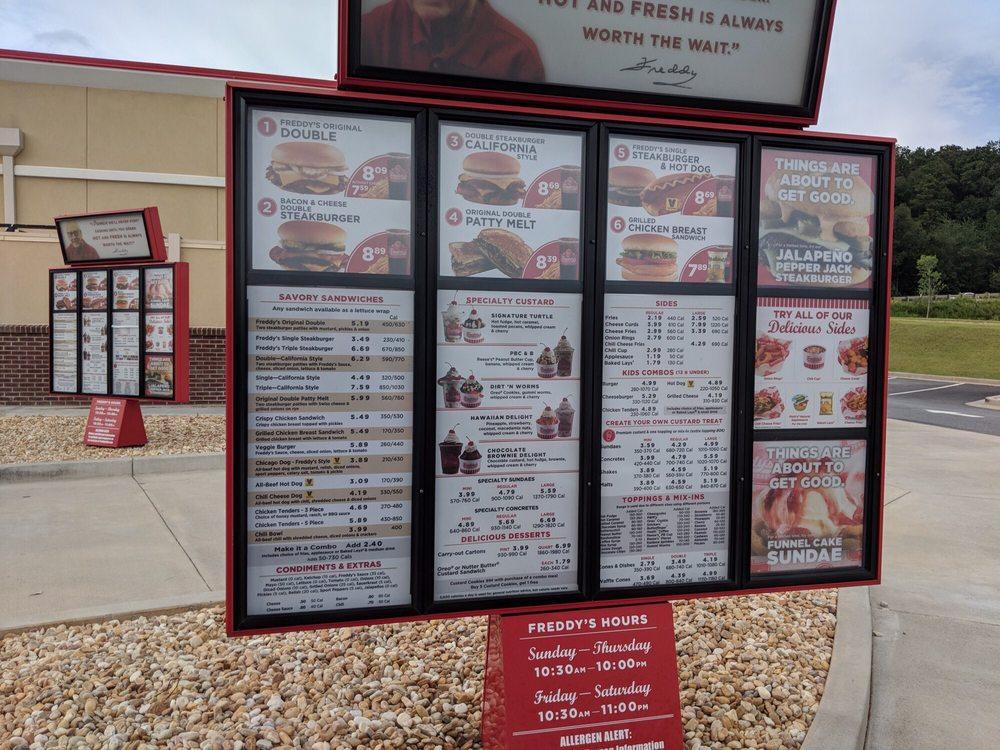 Menu at Freddy's Frozen Custard & Steakburgers fast food, Cartersville
