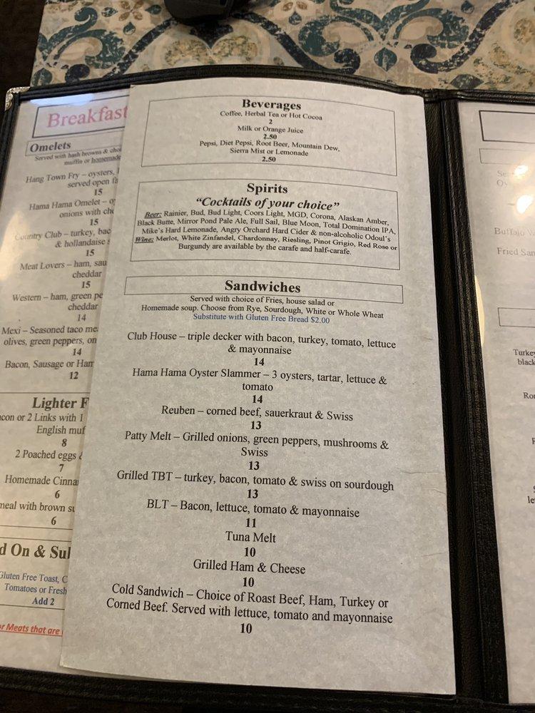 Menu at Halfway House Restaurant/Rv Pk, Brinnon