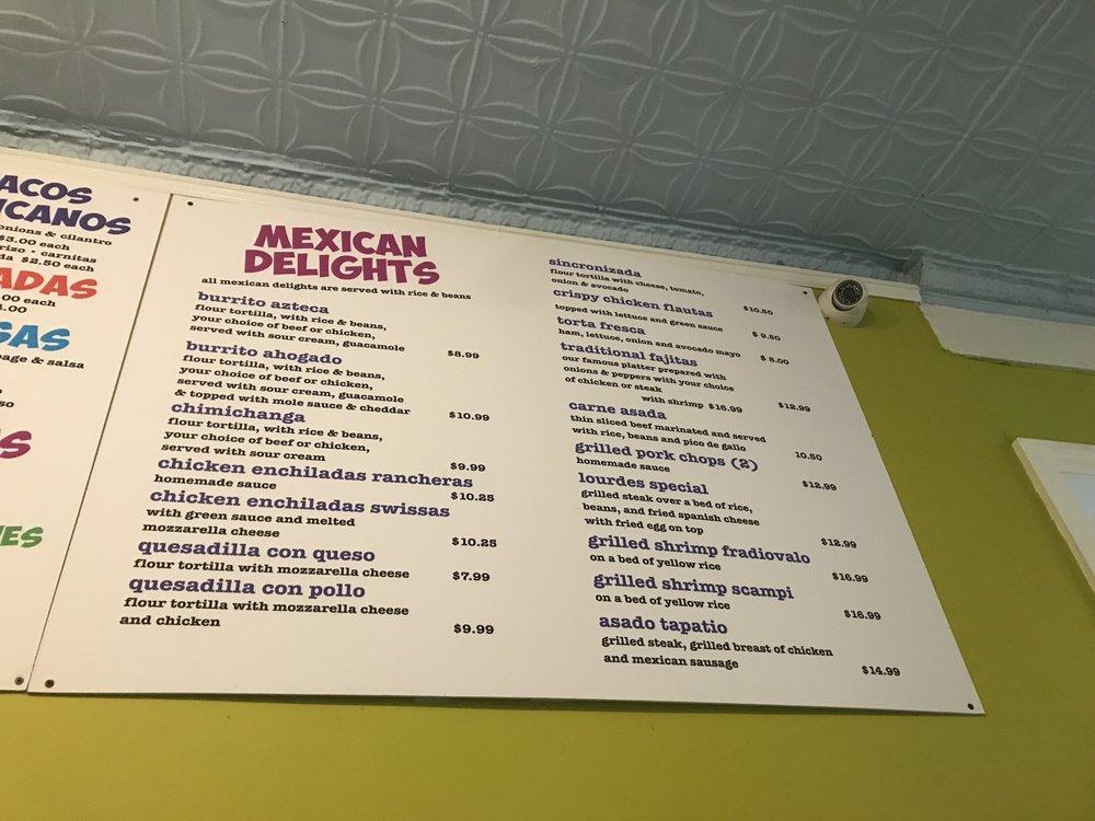 Menu at Lourdes Mexican Grill restaurant, Oyster Bay