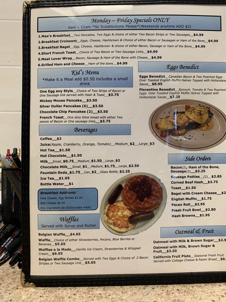 Menu at Max's Pancake House restaurant, Round Lake Park