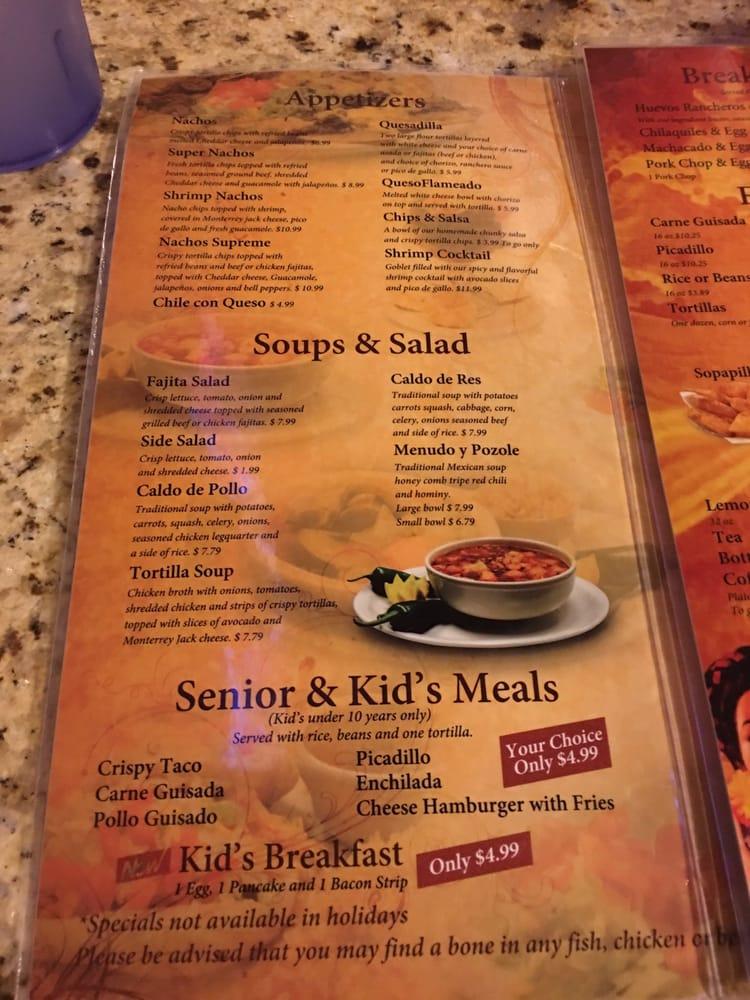 Menu at Sandra's Mexican Food restaurant, San Antonio, Potranco Rd