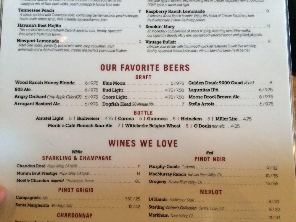 Menu at Wood Ranch BBQ, Cerritos