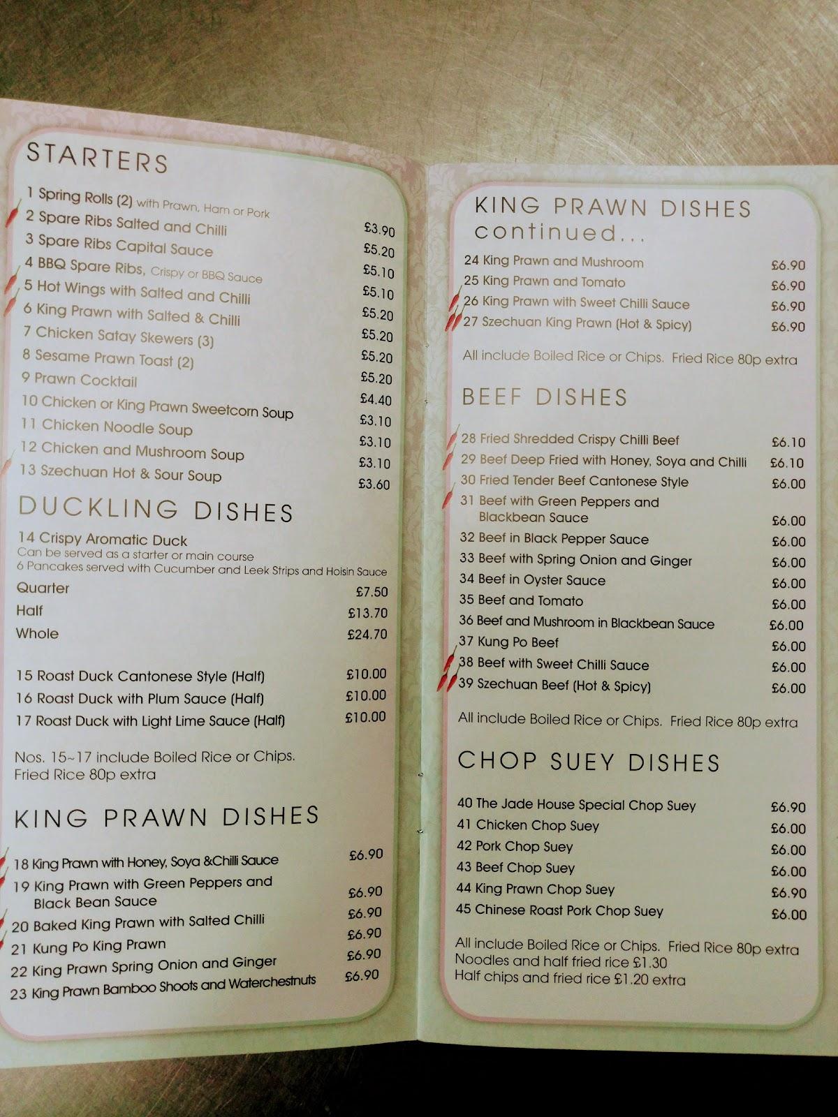 Menu at Jade House fast food, Glengormley, 36 Mallusk Rd
