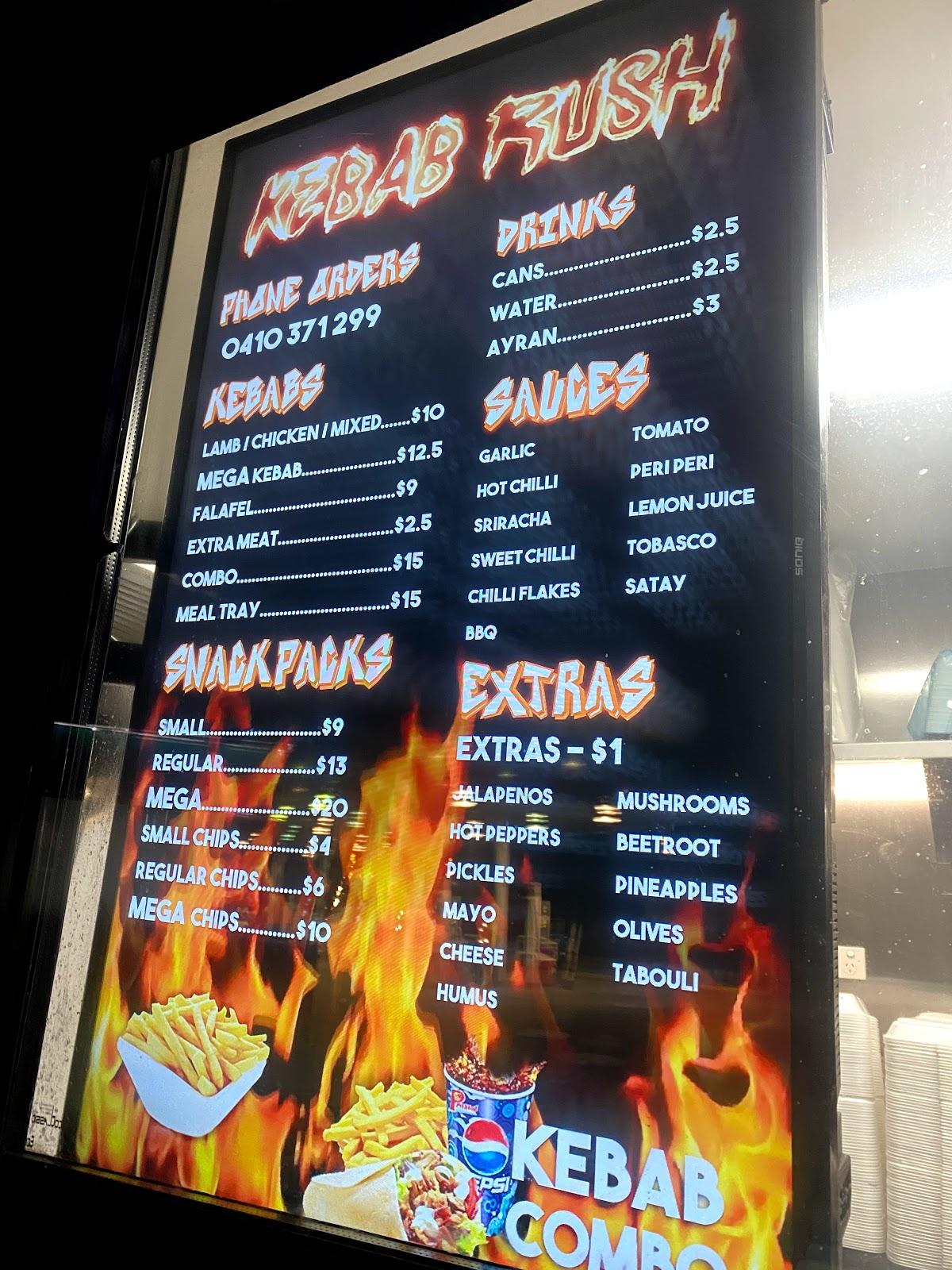 Menu at Kebab Rush fast food, Kings Park, 157 Kings Rd