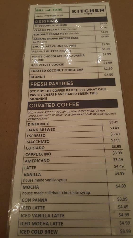Menu at Kitchen No. 324 restaurant, Oklahoma City, 324 N Robinson Ave