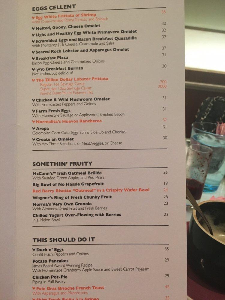 Menu at NORMA’S restaurant, West New York, 119 W 56th St