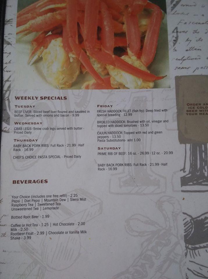 Menu at Pit Stop pub & bar, Olean