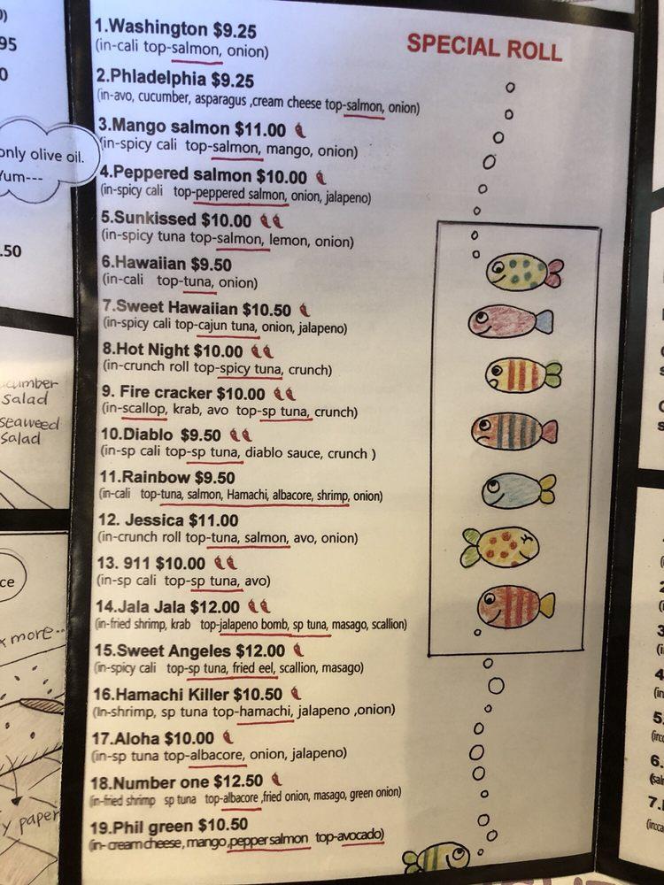 Menu at Sushi Box restaurant, Brea