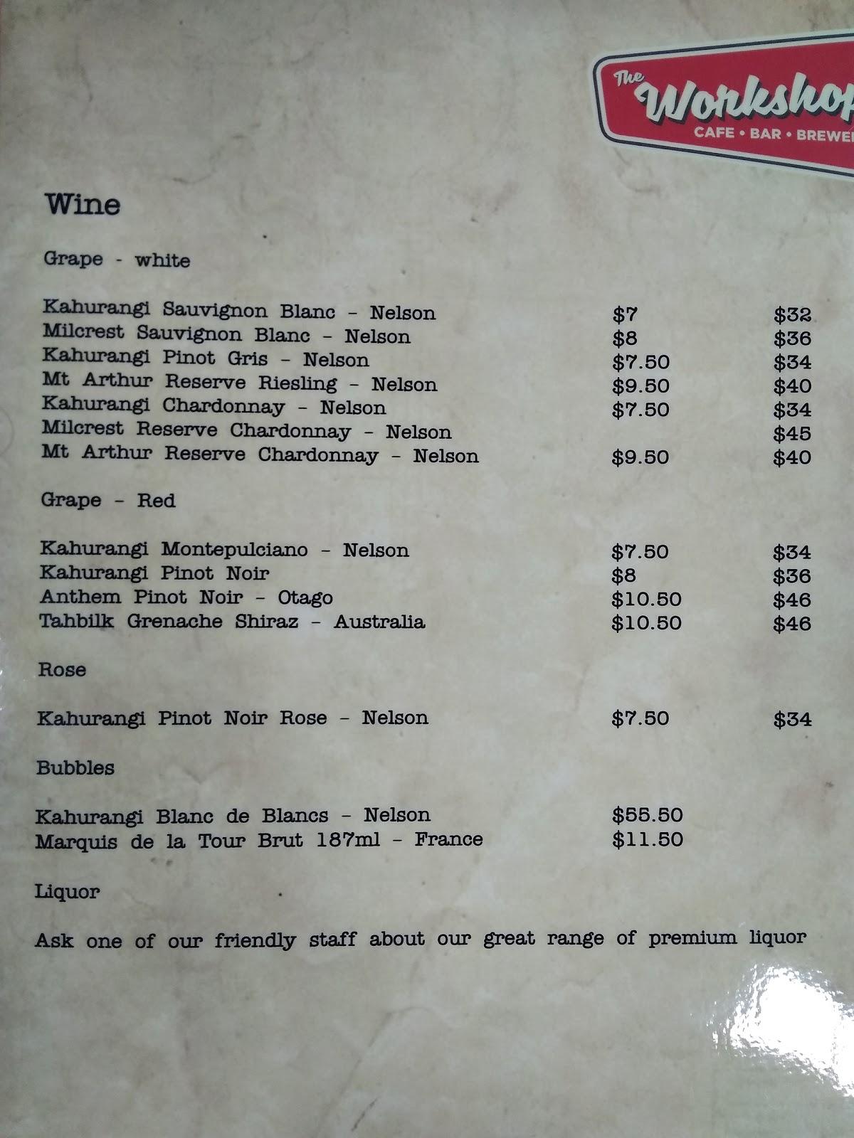 Menu at Two Thumb Nelson restaurant, Nelson