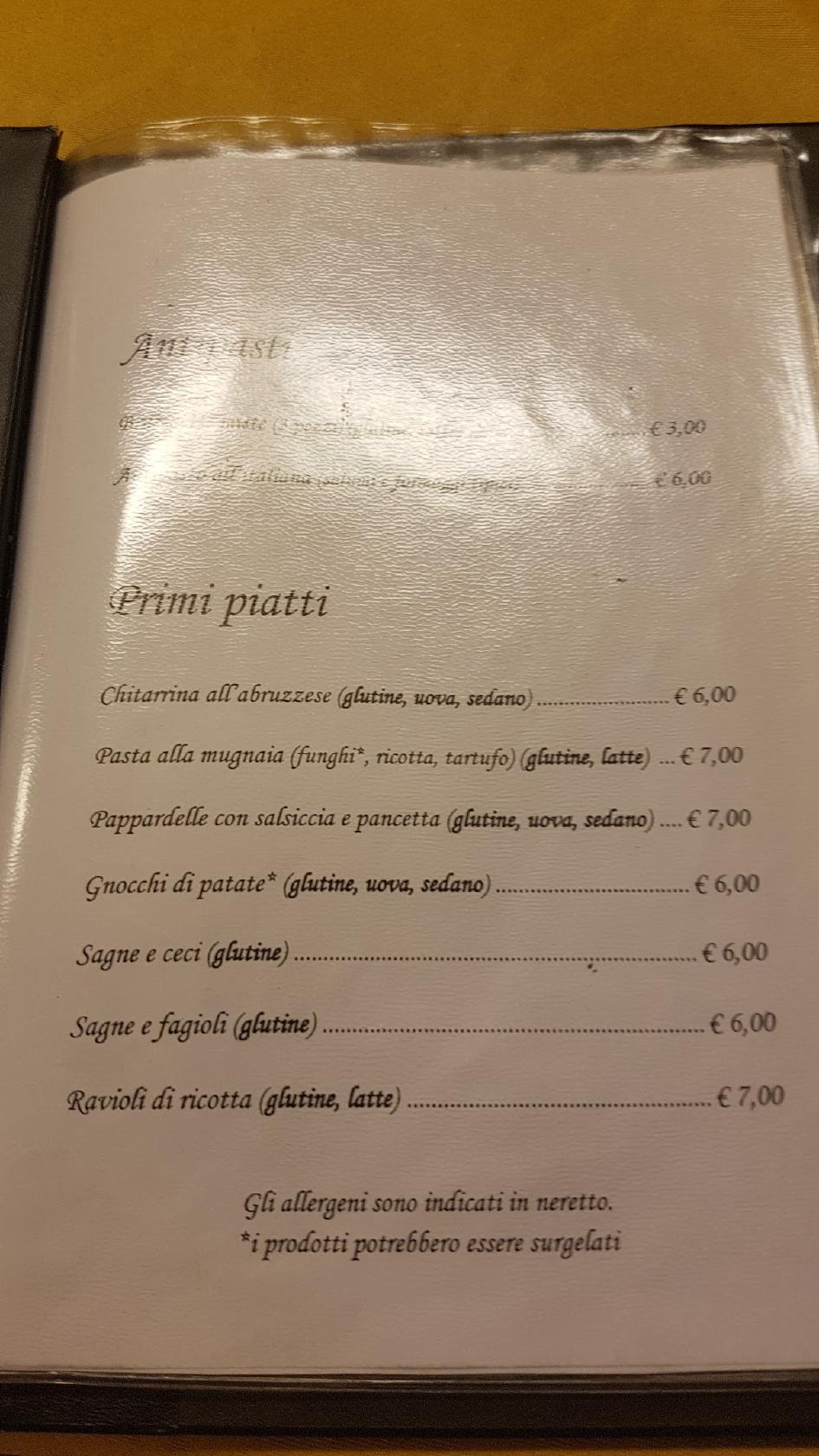 Menu da Trattoria La Tavernetta Da Ianni ristorante, Chieti, Via Papa ...