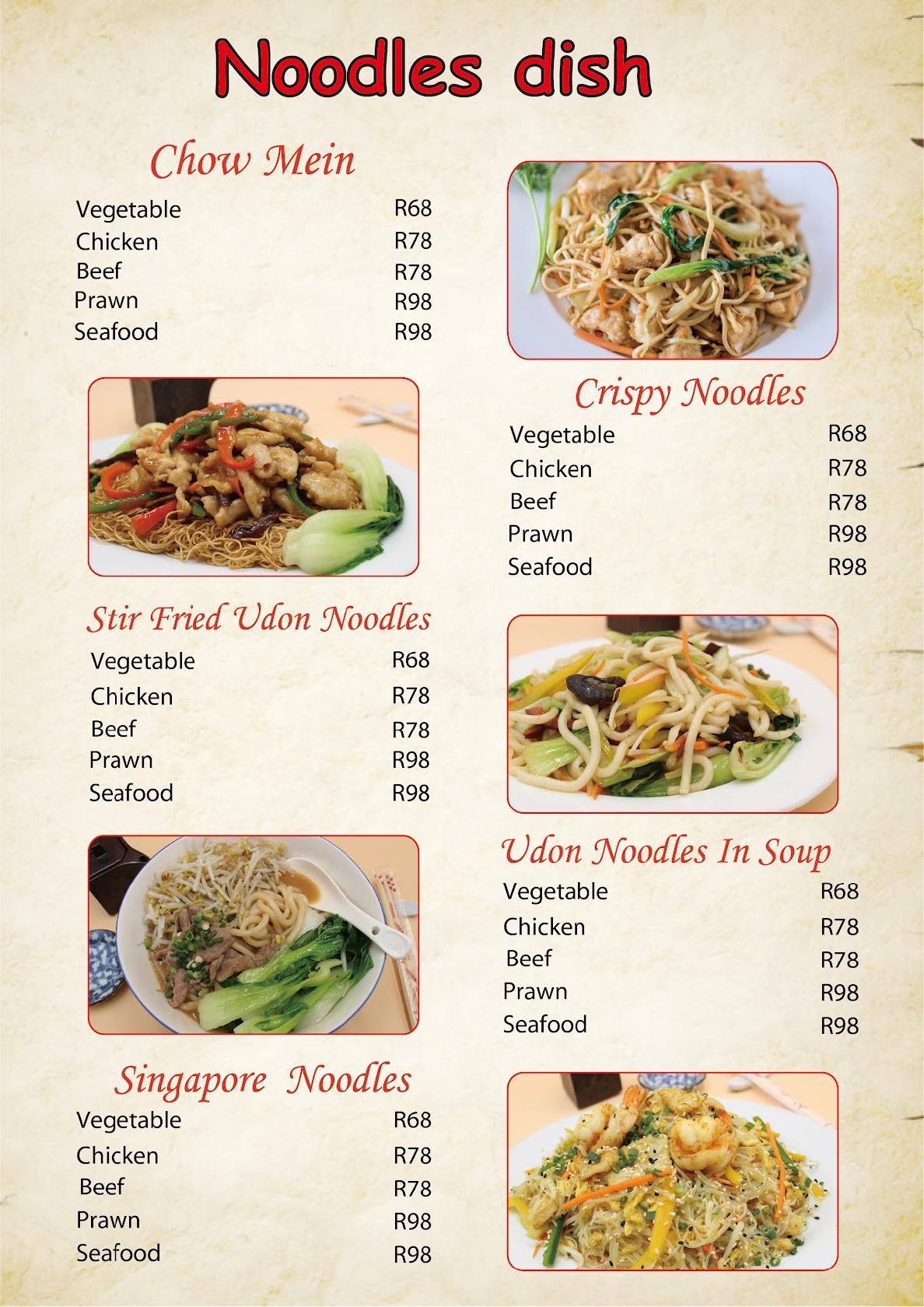 Menu at Asian Twist restaurant, Johannesburg, 66 St Andrew St