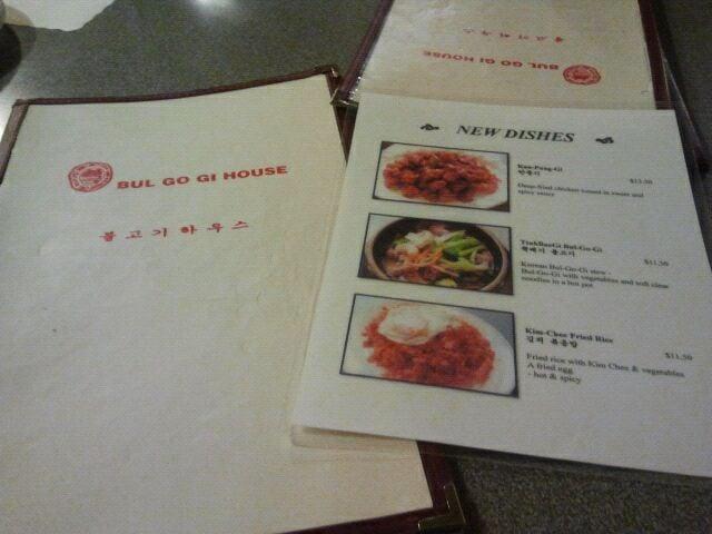 Menu at Bulgogi House restaurant, Edmonton