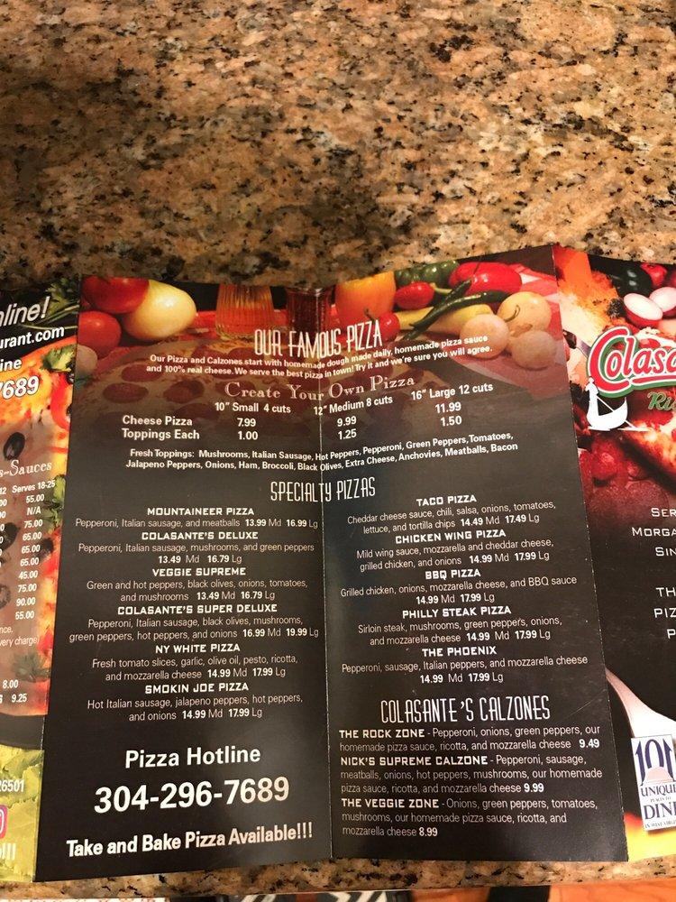 Menu at Colasante's Ristorante & Pub, Westover, 416 Fairmont Rd
