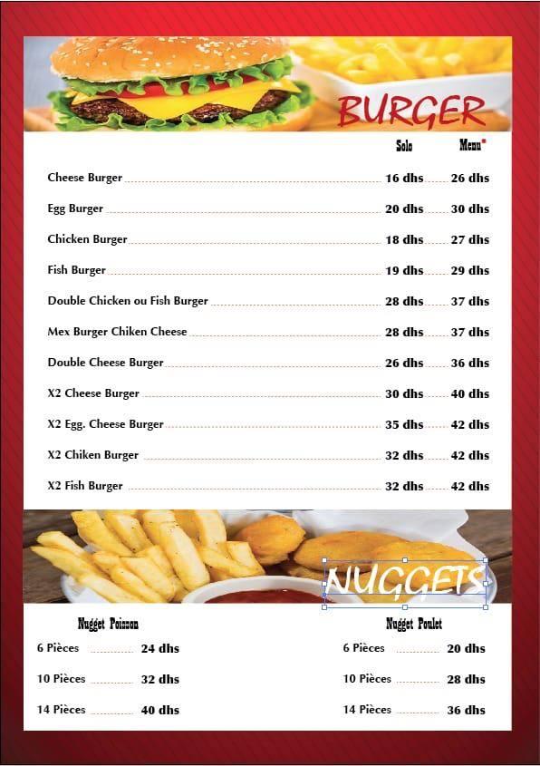 Menu at Kebab Marmara restaurant, Casablanca