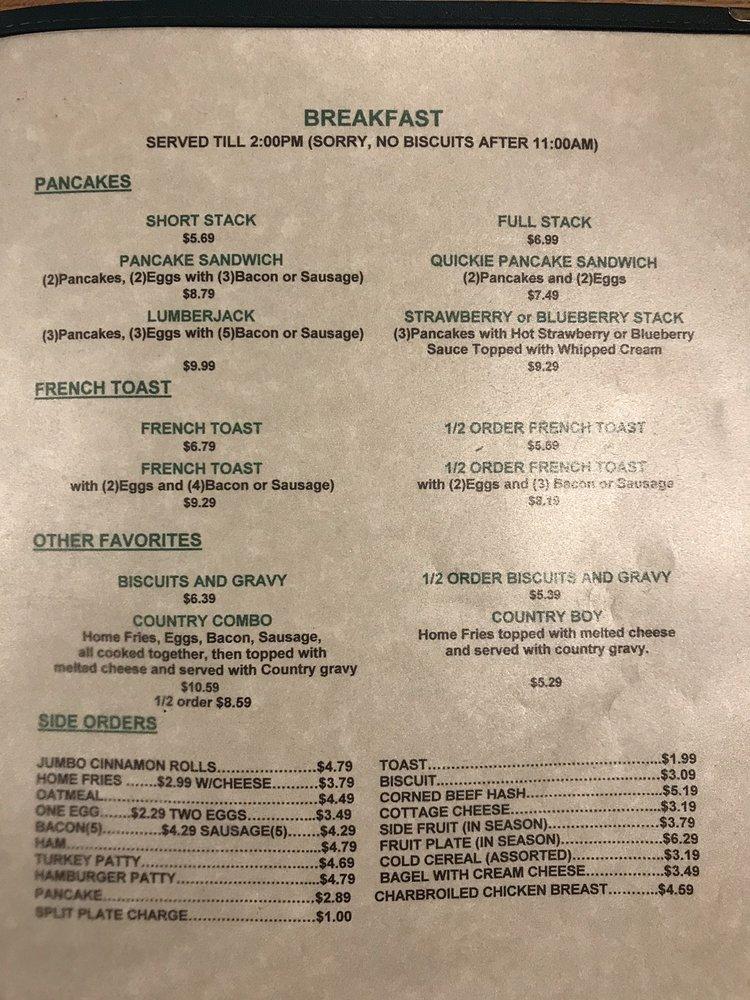 Menu at The Cedar Glen Inn restaurant, Lake Arrowhead