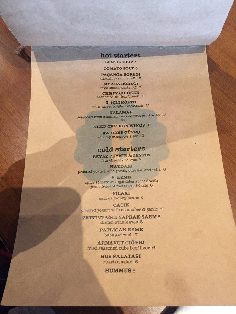 Menu at Barans Turkish Cuisine & BBQ, Toronto