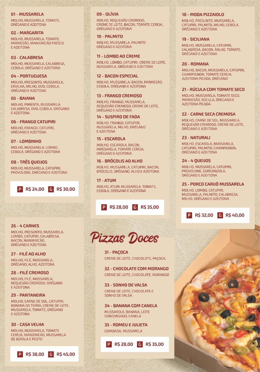 Menu at Casa Velha Pizzaria, Campo Grande, Av. Noroeste