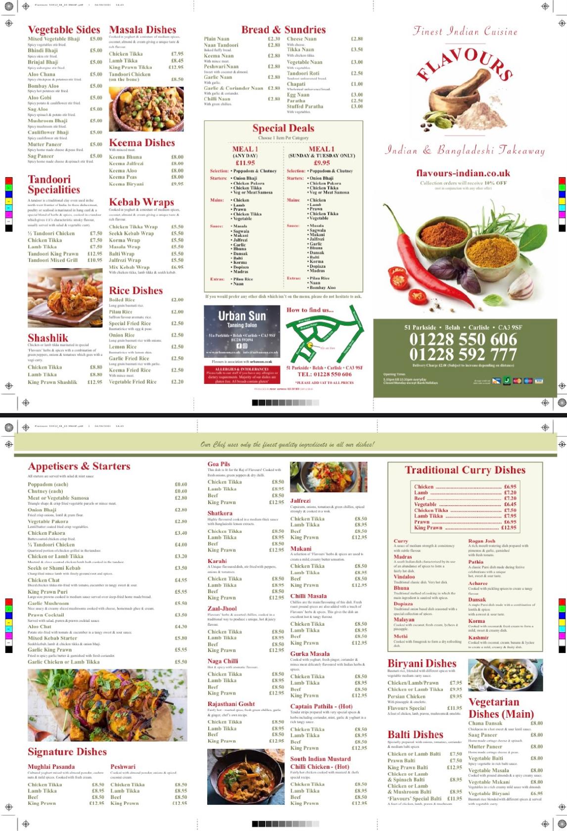 Menu at Flavours Carlisle fast food, Carlisle