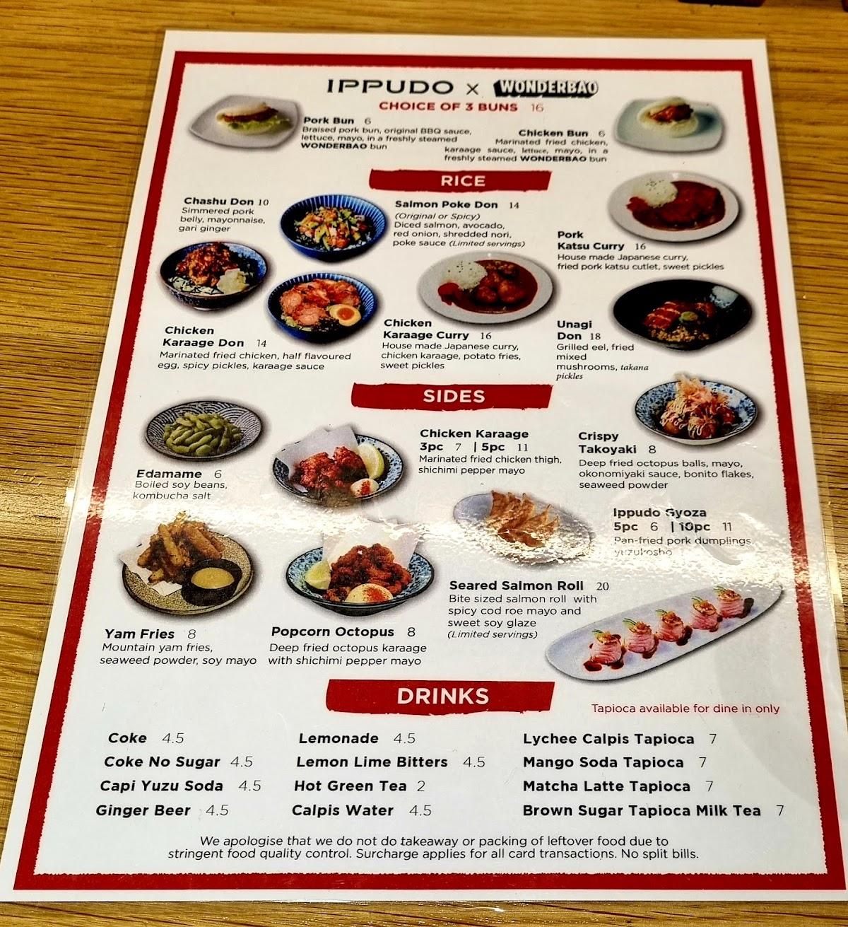 Menu at IPPUDO QV restaurant, Melbourne