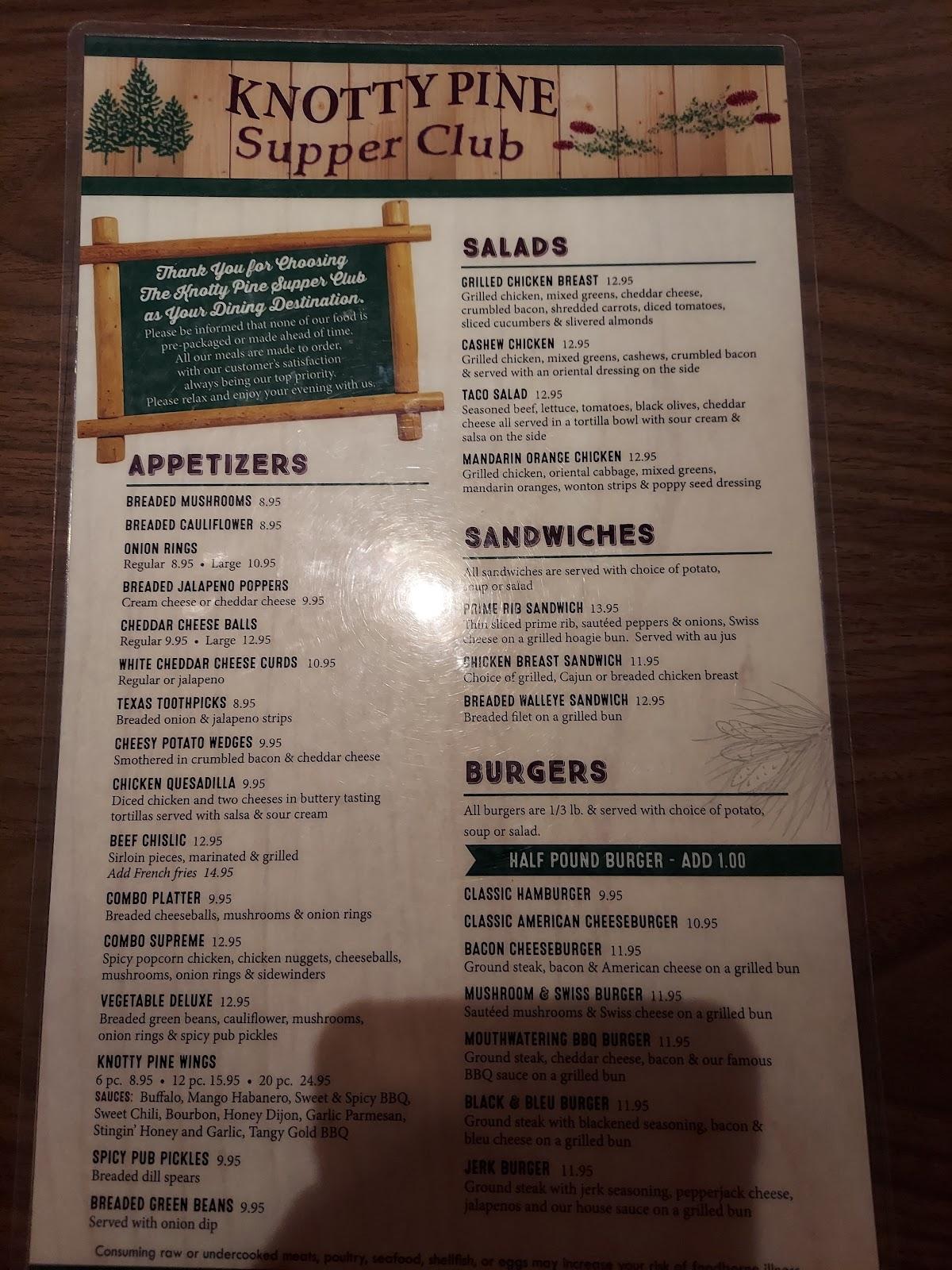 Menu at Knotty Pine Supper Club, Elkton