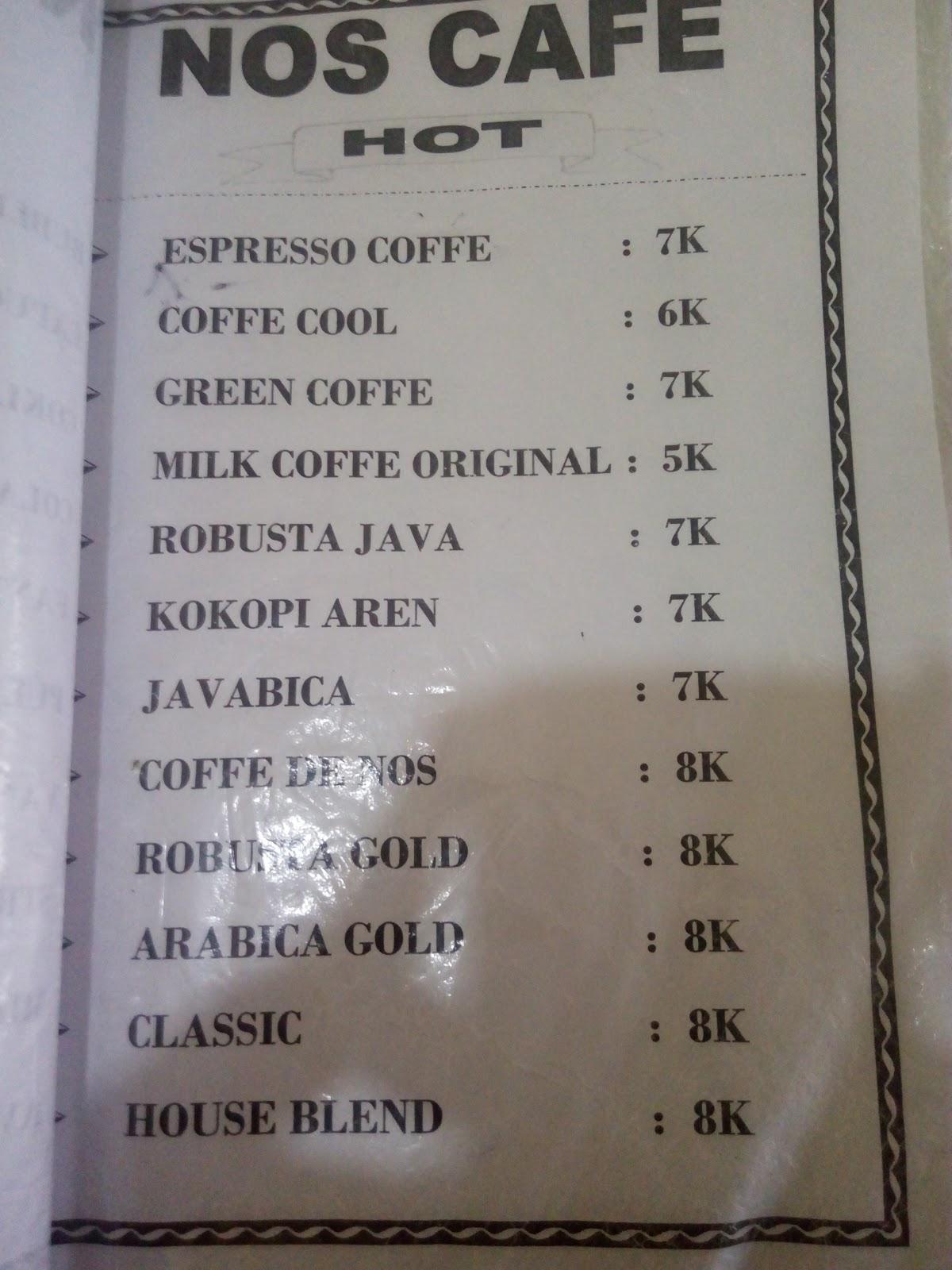 Carta de NOS CAFE, Nganjuk