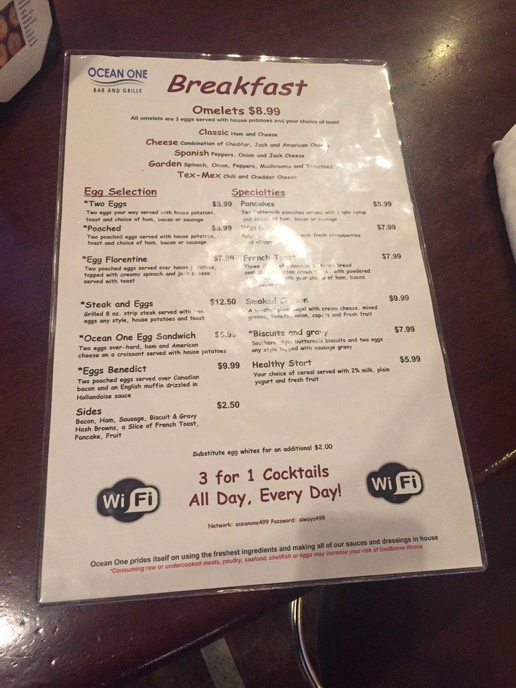 Menu at Ocean One Bar & Grille, Las Vegas