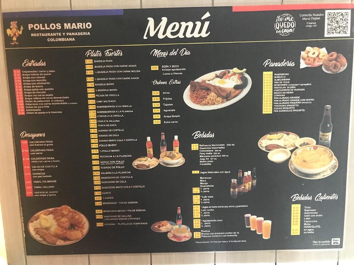 Carta de Pollos Mario Restaurante y Panadería Colombiana, Ciudad López ...