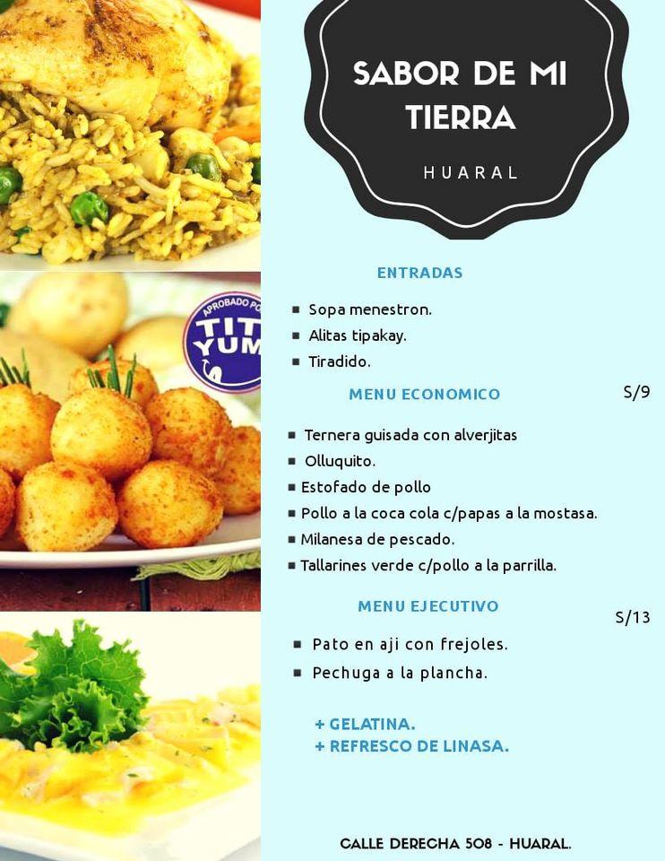 Menu at Sabor de mi tierra huaral restaurant, Huaral