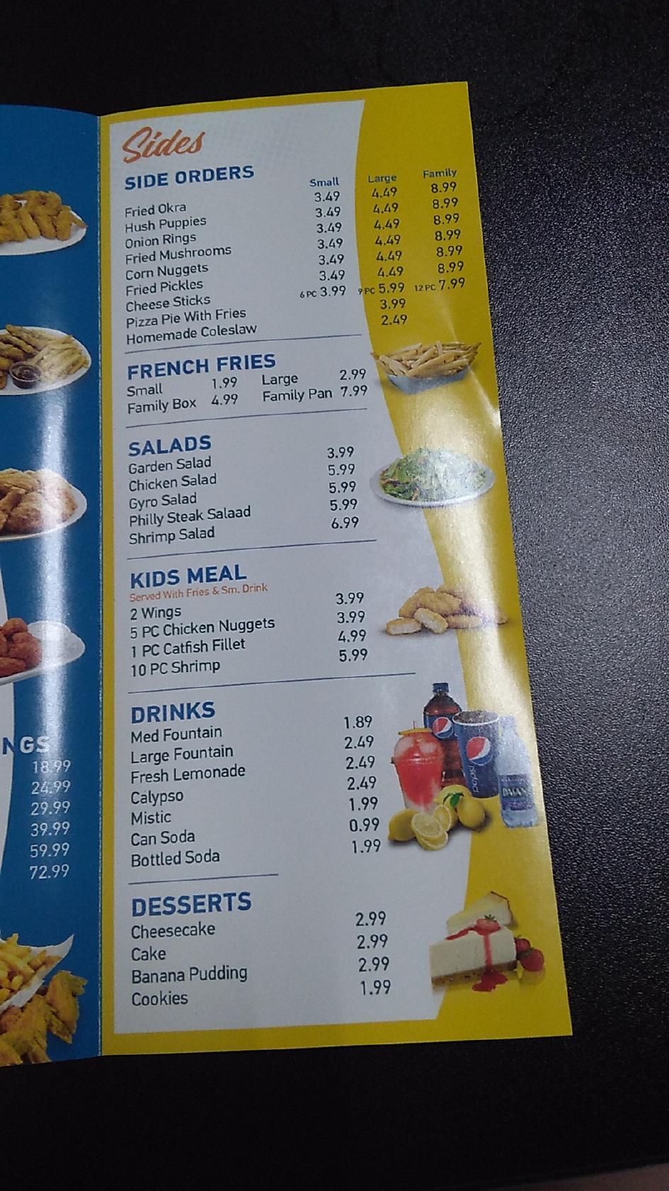 Menu at Sharks Fish And Chicken restaurant, Hot Springs