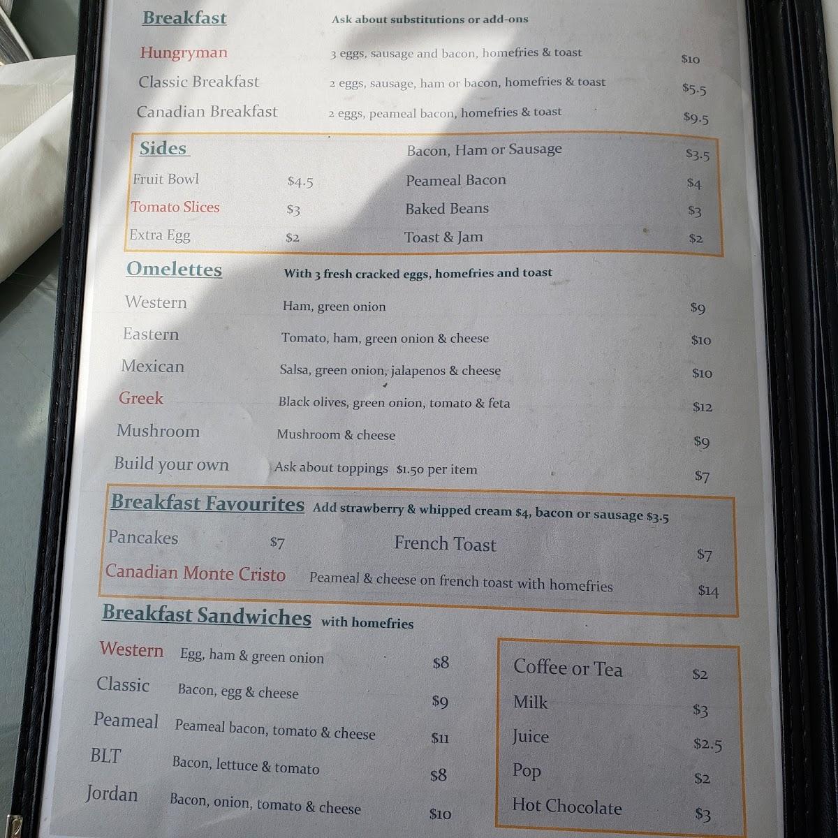 Menu at Airport View Restaurant, Lindsay
