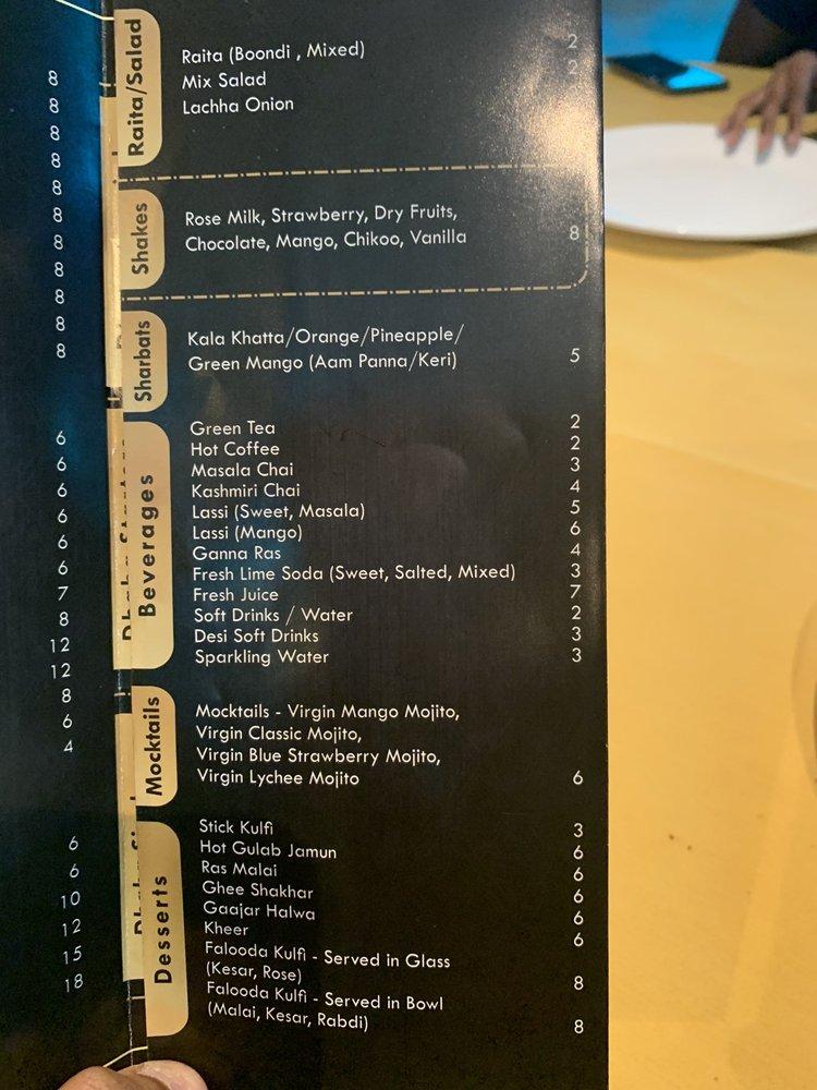 Menu at Dhaba restaurant, Edison