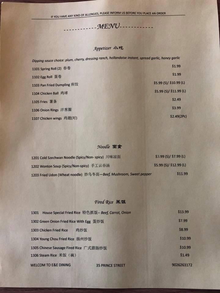 Menu at Eat & Enjoy restaurant, Charlottetown